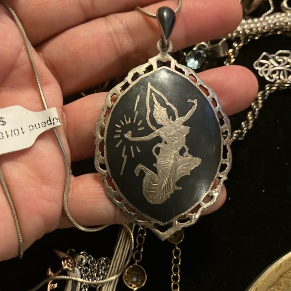 Jewelry | Vintage Stereo Silver Siam Pendant Necklace | Poshmark
